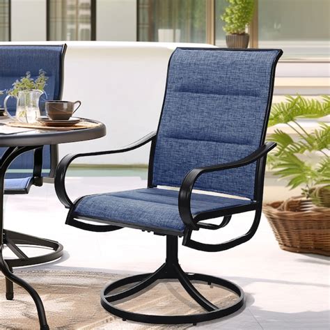 Sunshine Valley 6 Black Steel Frame Swivel Dining Chair With Blue Sling