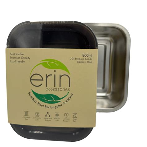 Stainless Steel Container Rectangle 800ml Erin Accessories
