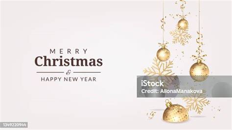 การ์ดอวยพรคริสต์มาสที่มีเกล็ดหิมะระยิบระยับกระดาษโปรยและลูกบอลตอนเย็น ภาพประกอบสต็อก ดาวน์โหลด