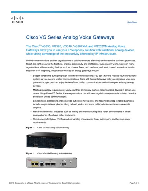 Cisco Vg Series Analog Voice Gateways Data Sheet