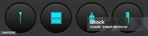 메이크업 브러쉬 거울 스프레이 캔 헤어브러시 아이콘이 있는 파우더를 설정합니다 벡터 0명에 대한 스톡 벡터 아트 및 기타 이미지 0명 Charitable