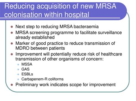 Ppt Further Mrsa Bacteraemia Reduction By Reducing Acquisition Of Mrsa Colonisation In