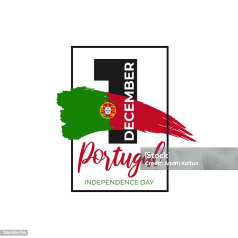 포르투갈 독립 기념일 12 월 1 일 포르투갈어 인사말 카드 포스터 배너 템플릿 축 하 배경 수채화 잉크 브러쉬 국기와 숫자 1