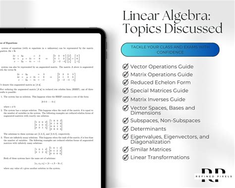 Linear Algebra Algebra Cheat Sheet Linear Algebra Formulas Worksheet Reference Guide Learning
