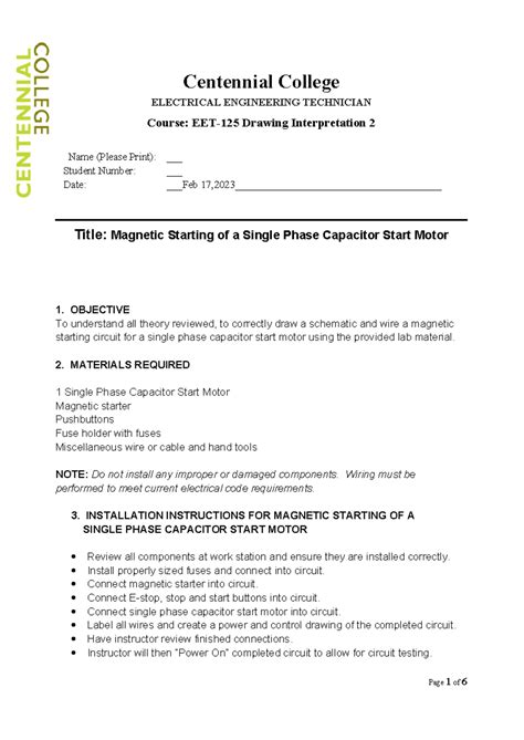 Lab 5 Lab 5 Centennial College Electrical Engineering Technician