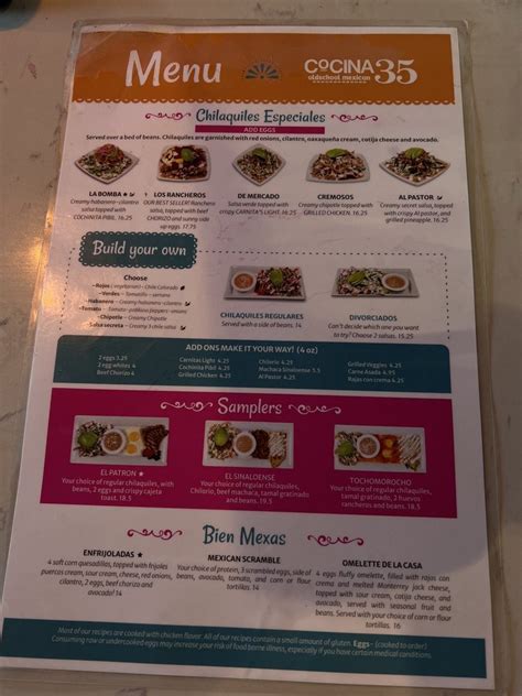Cocina 35 Menu Full Menu Update 2026