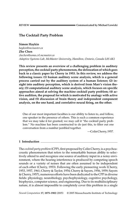 Pdf The Cocktail Party Problem