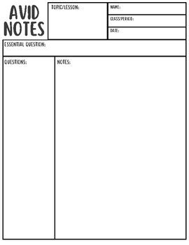 Notes Template In Plain Avid Style Cornell Style 2 Column With No
