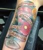 Melissa Marie Green Banner Lemon Martini Glass Upper Arm Tattoo