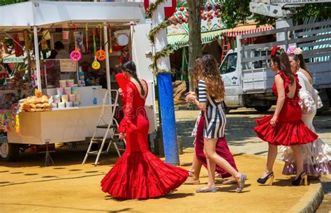 The Girls In The Seville Feria In Andalusia Editorial Photo Image Of