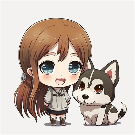 Anime Chibi Girl With Brown Hair And Blue Eyes