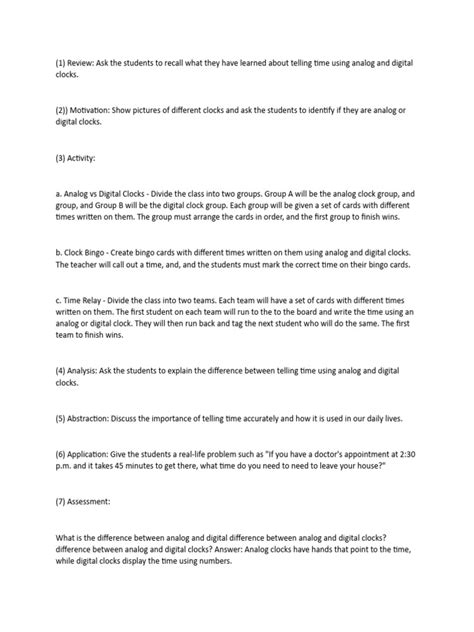 Analog Vs Digital Clock Pdf Clock Cognition