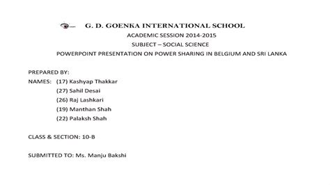 Power Sharing In Belgium And Sri Lanka Class 10 Pptx