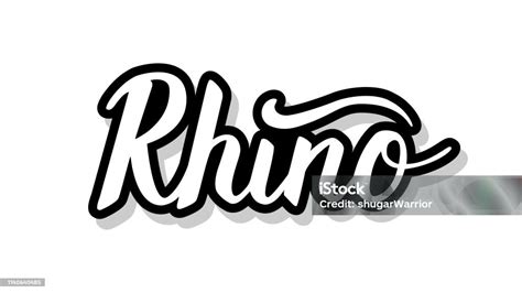 디자인 일러스트 개념에 대 한 Rhino의 서 예 템플릿 텍스트입니다 필기 레터링 제목 벡터 단어 흰색 고립 된 배경 광고에 대한 스톡 벡터 아트 및 기타 이미지 Istock