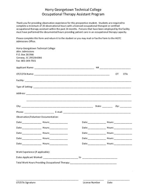Fillable Online Observation Experience Documentation Form Fax