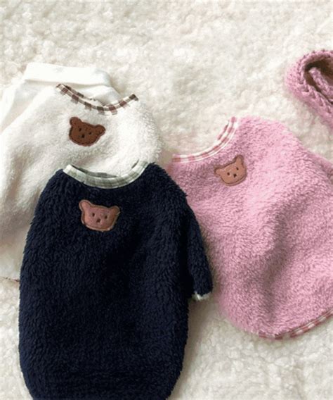 강아지 겨울옷 귀여운 곰돌이 후리스 반팔 티셔츠 강아지옷 에이블리