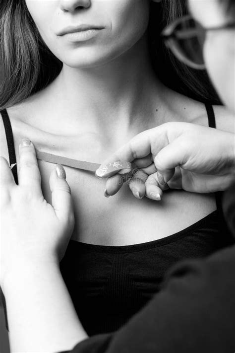 Kinesiology Taping Kinesiology Tape On Patient Chest Young Female Stock Image Image Of