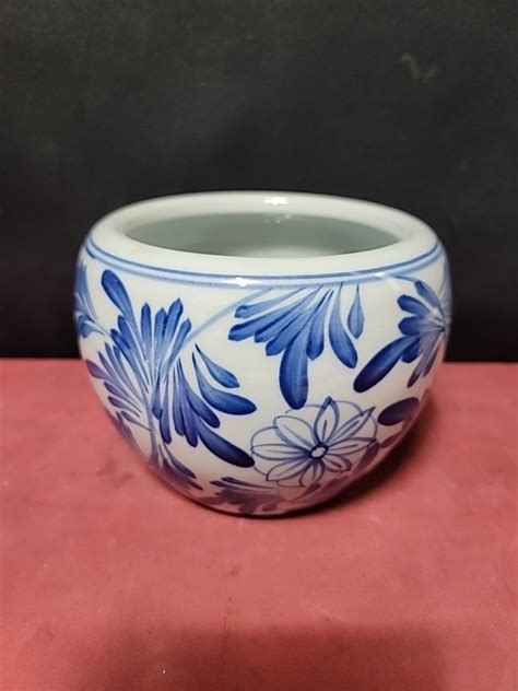 강진요 백자 청화 국화문 광구호 도자기 세컨웨어