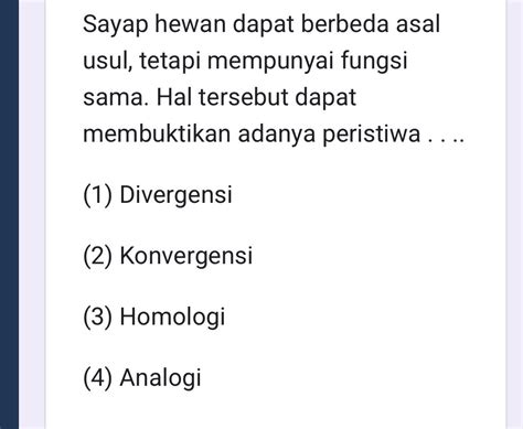 Sayap Hewan Dapat Berbeda Asal Usul Tetapi Mempunyai Fungsi Sama Hal
