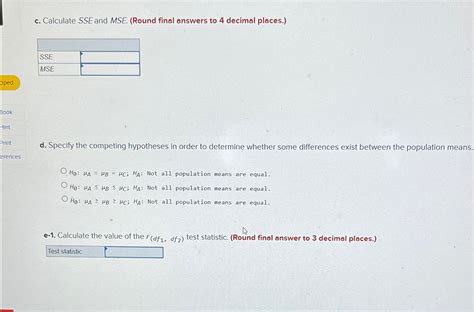 Solved C Calculate SSE And MSE Round Final Answers To 4 Chegg Com
