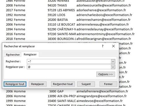 Comment remplacer automatiquement des données mots lettres nombres sur Excel Excel formation