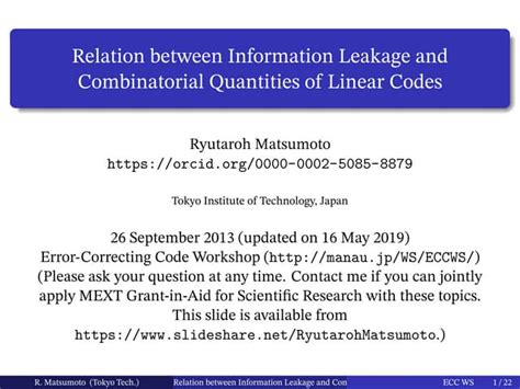 relation between information leakage and combinatorial quantities of