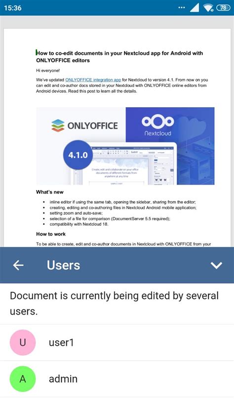 How To Co Edit Documents In Nextcloud App For Android With ONLYOFFICE