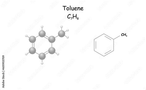 Poster Stylized Molecule Model Structural Formula Of The Organic Solvent Toluene Tableau