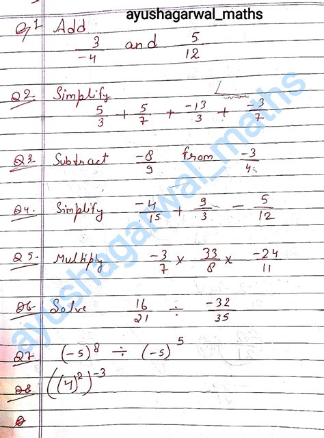 Maths Test Class 8th