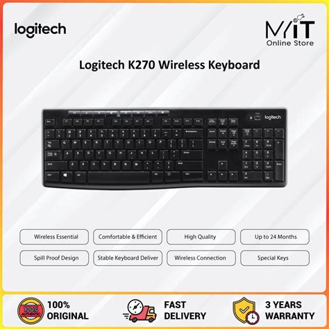 Logitech K270 Wireless Keyboard 2 4 Ghz Wireless With Usb Unifying
