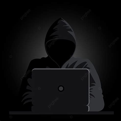 Hacker Hacking Vector Png Images Hacker Wearing Hoodie And Using Laptop
