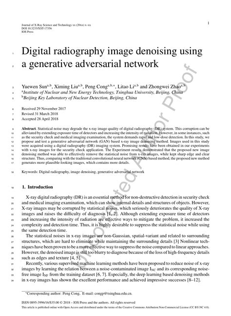 pdf digital radiography image denoising using a generative