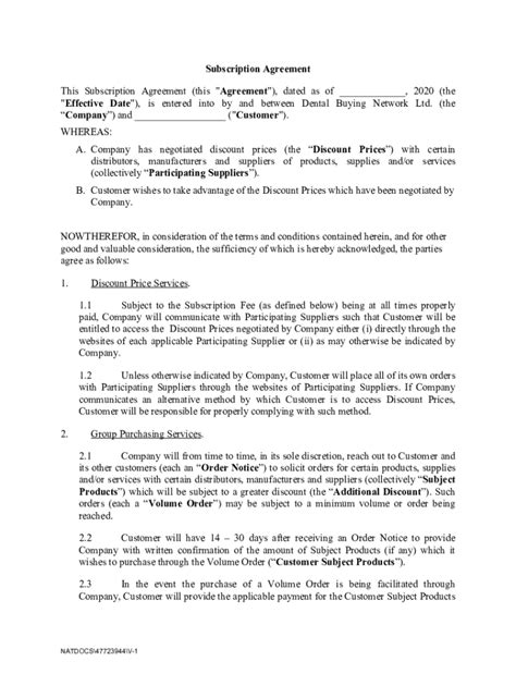 Fillable Online Subscription Agreement Overview How It Works