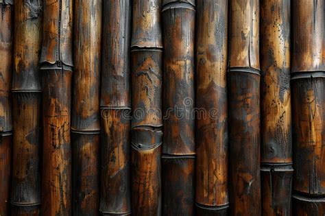 Bamboo Wall Background Dark Brown Bamboo Texture Front View Closeup