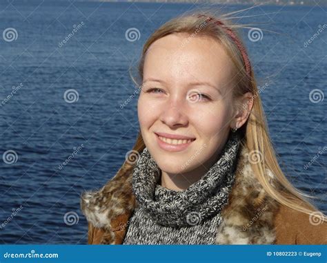 Young Woman Squinting Stock Image Image Of Smile Blond 10802223