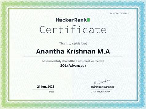 Anantha Krishnan M On Linkedin Sql Hackerrank