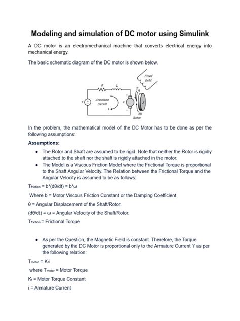 Modeling And Simulation Of Dc Motor Using Simulink Download Free Pdf