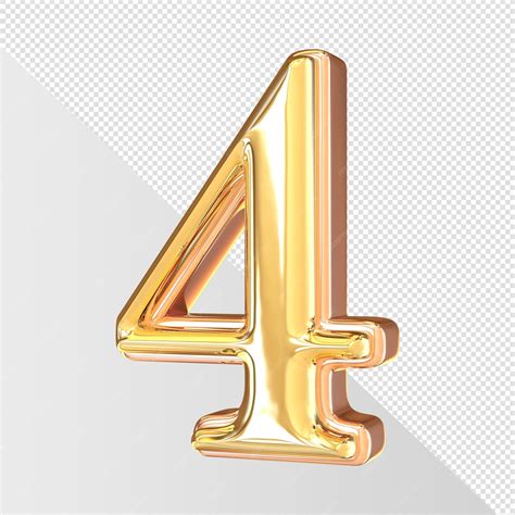 금색 배경의 금색 숫자 4입니다 프리미엄 Psd 파일