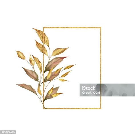 수채화 단풍과 금 프레임 초대장 결혼식 또는 인사말 카드 가을에 대한 스톡 벡터 아트 및 기타 이미지 가을 결혼식 구도