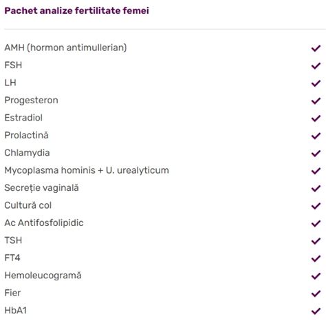 Pachet Analize Fertilitate Femei EVA Medical