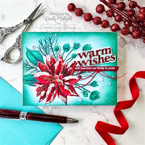 Snowy Poinsettias With New Simon Says Stamp Diecember Goodies Free