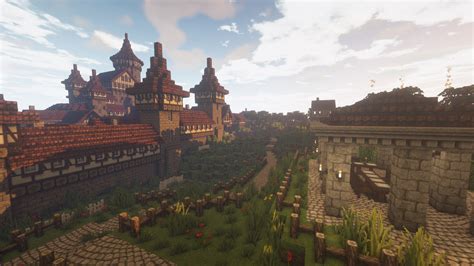 마인크래프트에서 작은 중세 도시와 성을 모험해보세요 한마포