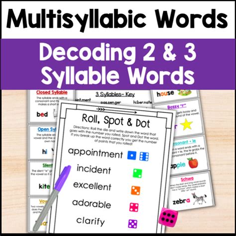 Decoding Multisyllabic Words Activities Words With 2 And 3 Syllables Iheart Teaching Elementary