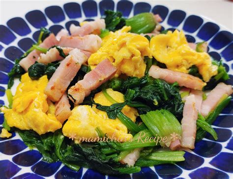 ほうれん草とベーコンの卵炒め レシピ・作り方 By Mamichin555 楽天レシピ