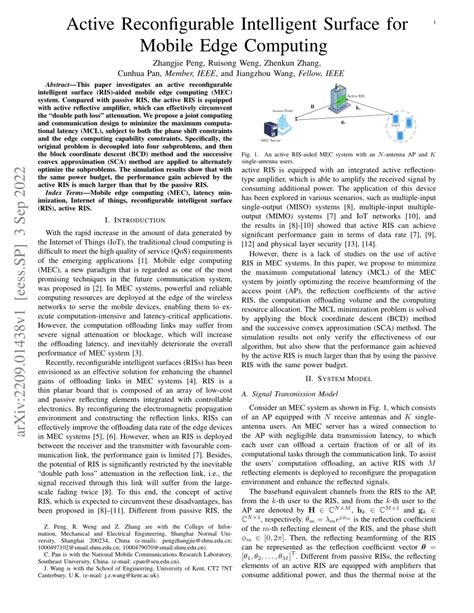 Pdf Active Reconfigurable Intelligent Surface For Mobile Edge Computing