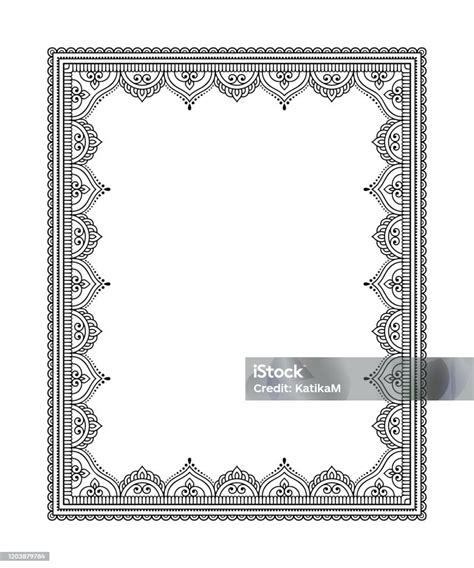동부 전통의 프레임 책 노트북 관 잡지 엽서 및 폴더에 대한 커버를 장식헤나 문신 장식 패턴양식 멘디 스타일의 꽃 만다라 프레임에 대한 스톡 벡터 아트 및 기타 이미지