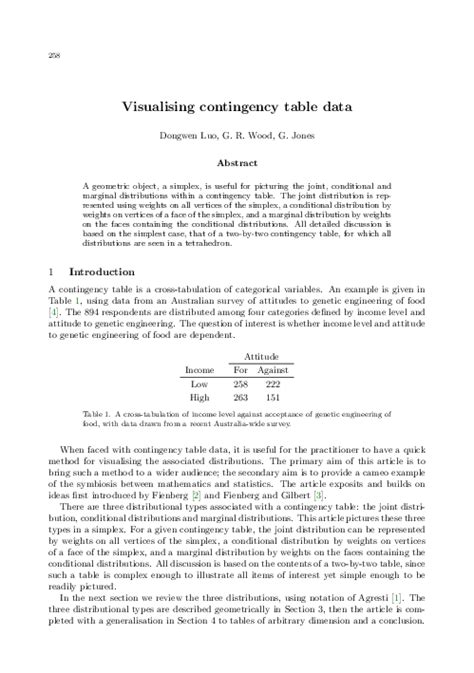 Pdf Visualising Contingency Table Data