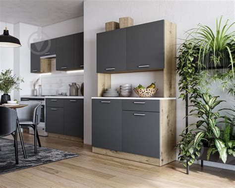 ᐉ Буфет Грейд 1850х1200х433 мм дуб артізан графіт сірий First 119 • Краща ціна в Києві