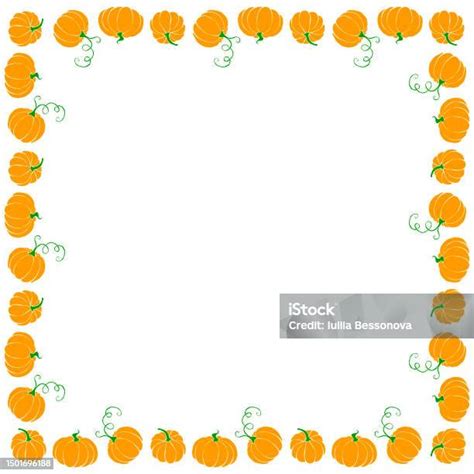 배경 플랫 스타일의 오렌지 호박으로 만든 프레임 수평 상단 및 하단 테두리 테두리 계절 디자인 장식 추수 감사절 테마 및 할로윈