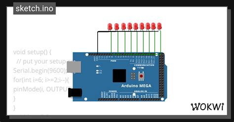 Lauflicht Mit 9 Lampen Wokwi Esp32 Stm32 Arduino Simulator